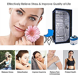 ZONEMEL Portable Steam Sauna, Personal Full Body Sauna Spa for Home Relaxation, 4 Liters 1500 Watt Steamer, Remote Control, Timer, Portable Sauna Chair (L31.5 x W31.5 x H55.1, Clear Door)