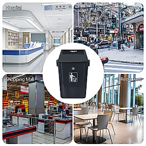 Rinboat 18 Gallon Plastic Swing Top Trash Cans, Large Waste Bins with Lids, Grey, 4 Packs