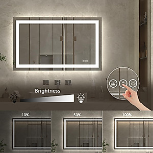 ExBrite 40x24 Inches LED Bathroom Lighted Mirror,Wall Mounted Mirror,Anti Fog,Dimmable,Dual Lighting Mode,Tempered Glass