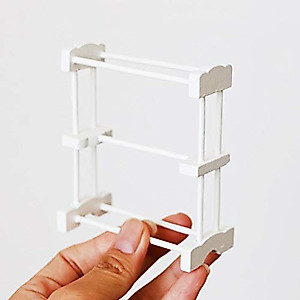 shlutesoy 1/12 Doll House Wooden Standing Towel Drying Rack Micro Bathroom Furniture