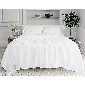 Everspread Bed Linen Set, (4 Piece Sheet Set), Full Size, White. Ultra-Soft & Breathable. Luxury Bedding. Deep Pockets - Fits Mattresses up to 16 inches. Wrinkle & Fade Resistant