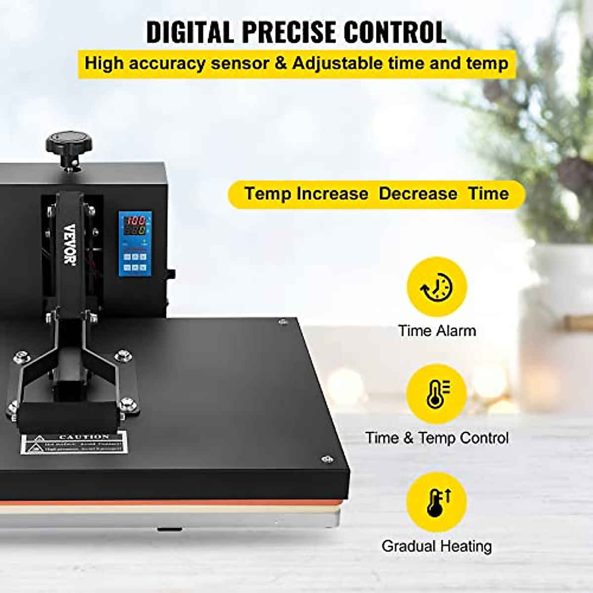 VEVOR Heat Press Machine, 16x24in / 40x61cm, Clamshell Sublimation Transfer Printer Teflon Coated, Digital Precise Heat Control, Silicone Sponge Powerpress for T-Shirt Bag Pad Pillow