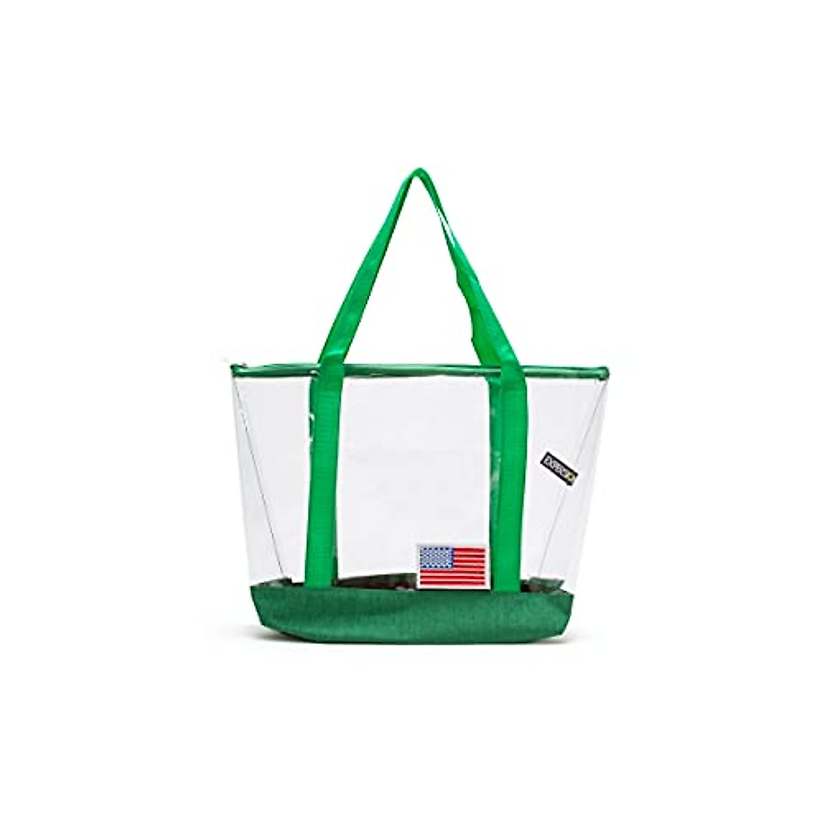 Expersion Clear American Flag Tote Bag, Transparent Heavy Duty See-Through U.S. Handbag for Concerts, Arenas and US Sporting Events, Stadium Approved (green)