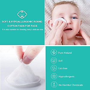 Premium Cotton Rounds for Face 400 Count - Makeup Remover Pads, Hypoallergenic, Lint-Free | 100% Pure Cotton Pads for Face Cleasing, Applying Facial Toner & Nail Polish Remover