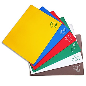 New Star Foodservice 42627 Flexible Cutting Board, 12-Inch by 15-Inch, Assorted Colors, Set of 6