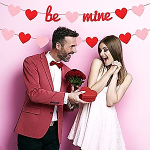 Valentine's Day Banner, Glittery Heart Be Mine Valentines Day Banner Use for Valentine's Day Anniversary Wedding Engagement Party Home Decorations