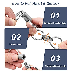 TISUR Swivel Keychain Clip, Titanium Detachable Pull Apart Key Chain, Key Ring Organizer Keychain For Men Women (1PC Swivel+D ring +key ring)