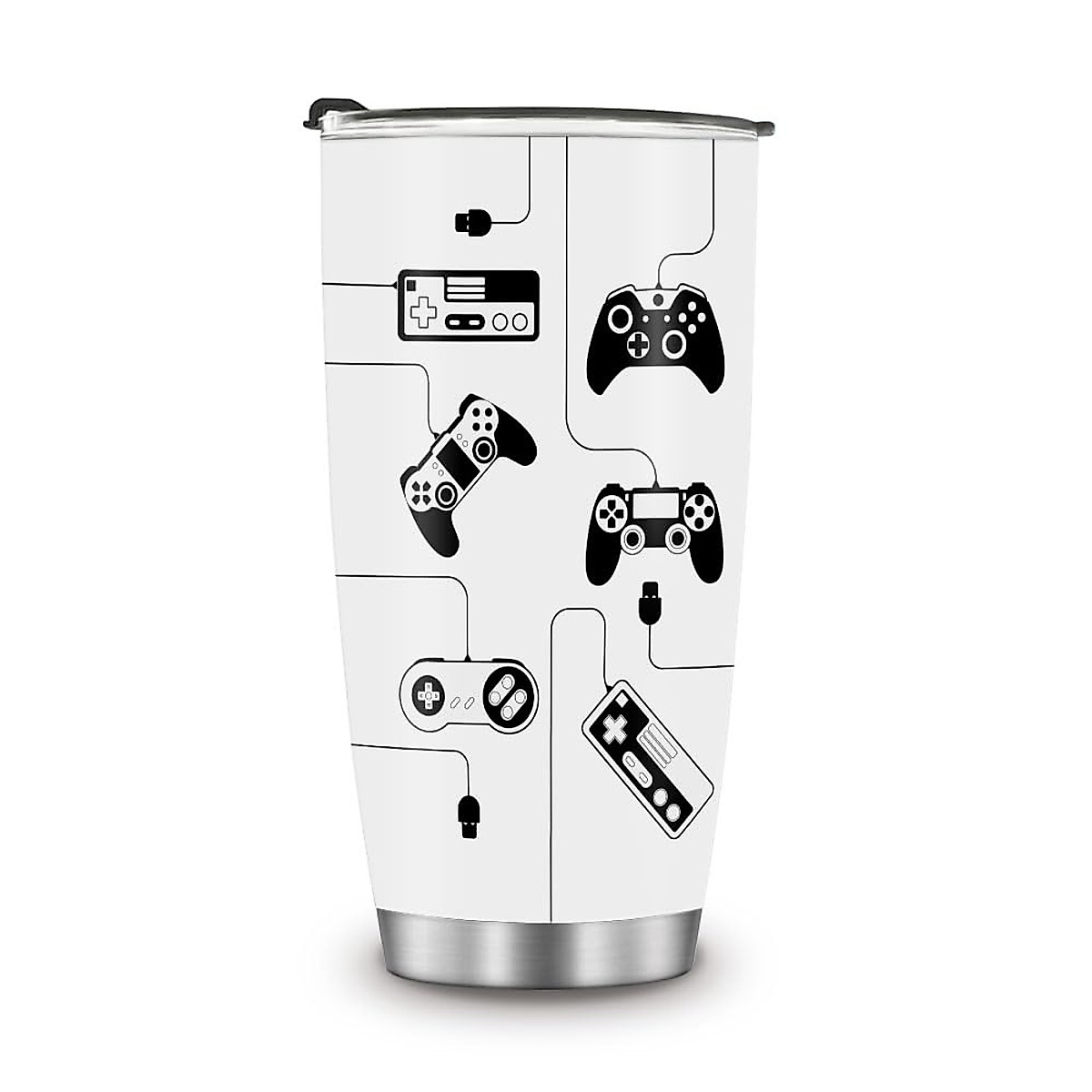 WIRESTER 20 OZ Stainless Steel Tumbler With Lid, Double Wall Vacuum Insulated Tumbler, Coffee Travel Mug Cup for Hot Cold Drinks - Black Game Controllers