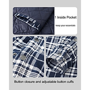 MAGCOMSEN Men's Flannel Shirt Jacket with Hood for Men Long Sleeve Hoodie Jacket Flannel Lined Plaid Button Down Shirts Casual Unisex Jacket