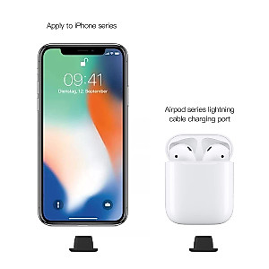 (10 Pieces) Anti Dust Plugs for iPhone 14, 13, 12, 11, Pro, X, Xs Max, XR, 8, 8 Plus, 7, 7 Plus, 6 Plus, 6s Plus, 6, 6 Plus, SE, iPhone Lightning Port Cover for iPhone iPad Mini/Air iPods,Black
