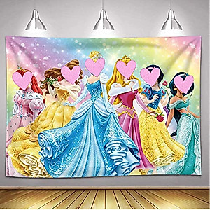 Princess Theme Photography Backdrop Princess Girl Dream Birthday Party Decoration Fantasy Princess Birthday Banner（7x5FT）