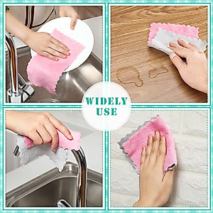 100 Pcs Kitchen Cloth Dish Towels Bulk Reusable Dishcloths Nonstick Oil Kitchen Towels Absorbent Coral Velvet Dishtowel Washable Microfiber Cleaning Cloth Fast Drying Kitchen Rag for Table Chair Glass