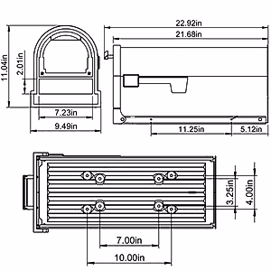 ARCHITECTURAL MAILBOXES Gibraltar Mailboxes Arlington Large Capacity Galvanized Steel Textured Black, Post-Mount Mailbox, AR15B000