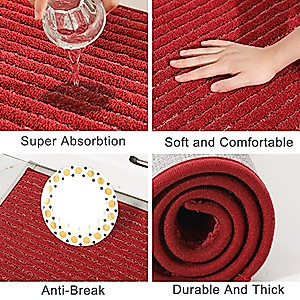 BEQHAUSE Red Kitchen Rugs Set of 2 Non-Slip Kitchen Runner Rug Washable Kitchen Mats for Floor Absorbent Soft Kitchen Area Rug for Sink,Laundry,Hallway&Kitchen 24”x35”+24”x60”
