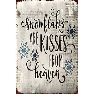 Paximiga Snowflakes are Kisses from Heaven 8X12 Inch Vintage Look Iron Decoration Painting Sign for Home Kitchen Bathroom Farm Garden Garage Inspirational Quotes Wall Decor