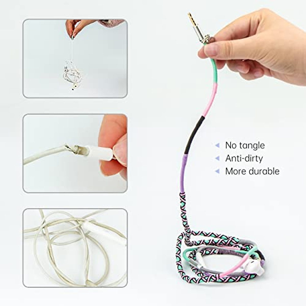 URIZONS Earbuds Bracelet Colorful Braided Earphones - 3.5mm Wired Headphones with Microphone Remote in-Ear Sports Headset for iPhone Handmade Fabric Knitted Thread Wrapped