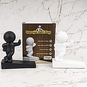 Cute Door Stop, 2 Pcs Decorative Buddy Door Stopper, Effective to Hold Your Door Open, Black and White