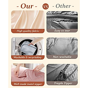 2024 Update Ultra Space Saving Self Compression Organizers - Comforter Storage Bag for Duvet, Quilts, Pillows, Queen King, Blankets - Extre Large Luggage Packing Cubes for Closet, Bedding (Gray, XL)