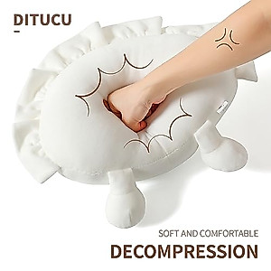 Ditucu Cute Dumpling Plush Pillow Funny Food Soup Dumpling Plushie Kawaii Stuffed Aniamls Toys Hugging Gifts for Kids White 14 inch