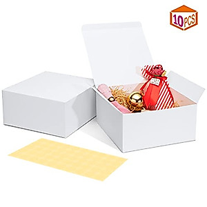 MESHA 8x8x4inches Small Gift Boxes With Lids for Presents,10Pcs Bridesmaid Proposal Box for Gifts,Small White Boxes for Gifts, Paper Wedding Favor Boxes,Birthday Gift Box Bulk, Party Favor Boxes