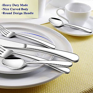 Herogo Heavy Duty Stainless Steel Silverware Set, 60-Piece Fancy Flatware Cutlery Set for 12, Modern Tableware for Home Restaurant Wedding, Heavy Eating Utensils Set, Mirror Polished, Dishwasher Safe