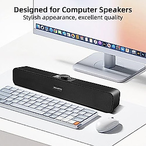 Computer PC Speakers, Bluetooth Sound bar Monitor Speakers, Wired USB-Powered, Great Stereo Sound, Volume Control Knob, USB Desktop Speaker for Monitor, Tablets, Laptop, Tablets, Ps5, Smartphone