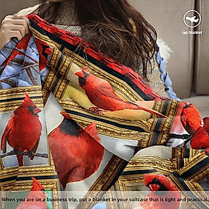 Vcmaluco Cardinal Bird Throw Blanket, Red, 50x60 inch, Acrylic, Casual, Animal Print, High Thermal Performance, Lounging, Napping, Bagged, 1 Count