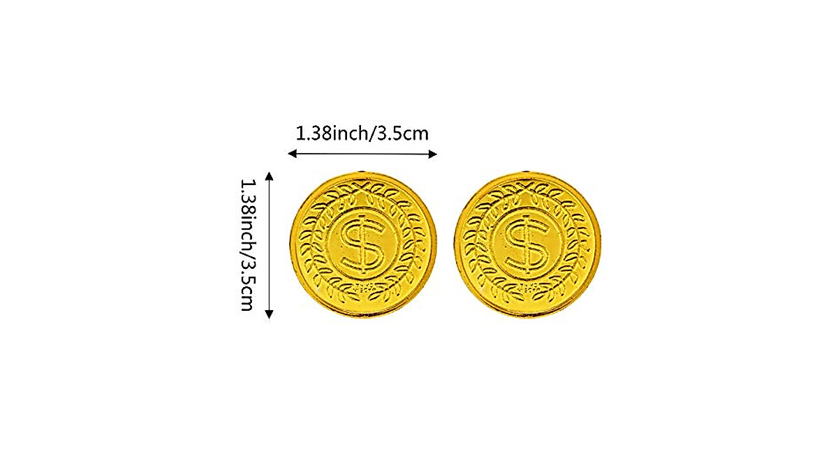 150 Gold Pirate Treasure Coins for Kids Party & Games