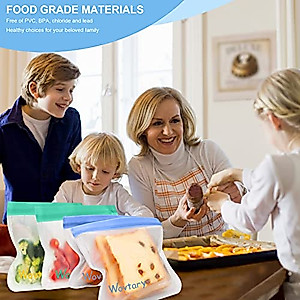 10 Pack Reusable Sandwich Bags,Dishwasher Safe Reusable Storage Bags,Reusable Snack Bags Leakproof Silicone - Free Plastic BPA Free Bags for Food Travel (10 Pack 4 Gallon 3 Sandwich 3 Snack)