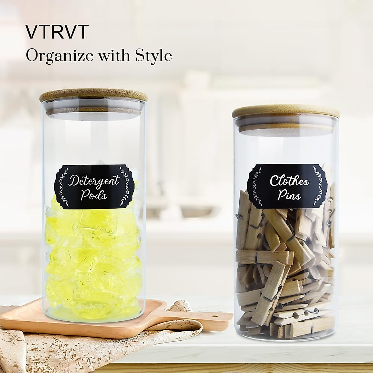 VTRVT Laundry Pods Container, Laundry Detergent Organizer, Laundry Detergent Dispenser for Laundry Detergent, Pods, Powder, Scent Booster, Stain Remover, Dryer Balls