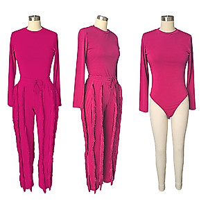 Vakkest Tassel Bodycon Long Pants Tracksuit Sets for Women Ladies Girls Females Two Piece Outfits Activewear Sweatpants