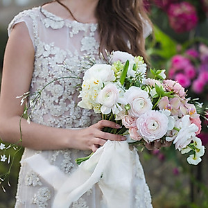 GLAMFIELDS Chiffon Ribbon Fringe Fabric Set 1.5" x 21Yd for Bouquets Wrapping, Wedding Invitations, Decorations, Gifts Wrapping & Bow Making,3 Rolls Cream White