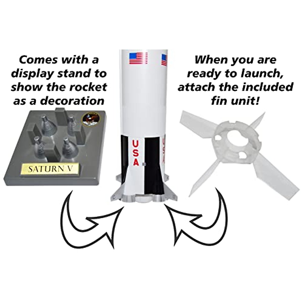 Estes Saturn V Model Rocket Starter Set - Includes Assembled Rocket, Launch Pad, Controller, Four AA Batteries, Recovery Wadding, and Three Engines White