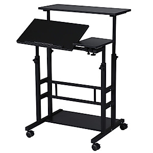UNICOO Portable Standing Desk on Wheels, Height Adjustable Mobile Standing Desk, Versatile Standing Portable Desk for Home Office, Rolling Sit-Stand Workstation, Stand-up Desk, Ergonomic Design