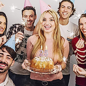 25th Birthday Candles Cake Numeral Candles Happy Birthday Cake Candles Topper Decoration for Birthday Wedding Anniversary Celebration Supplies (Rose Gold)