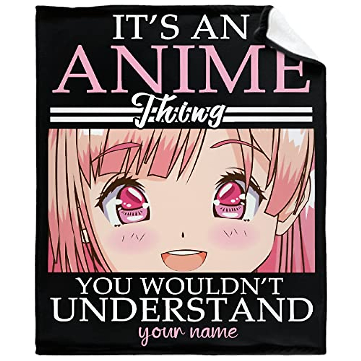 Personalized Anime Blanket Blanket Custom Name KawaiiAnime Throw Blanket Gifts for Girls Boys,Cute Anime Decor Soft Flannel Fleece Cartoon Customized Blanket Manga for Adults Bed Sofa Chair 80x60In