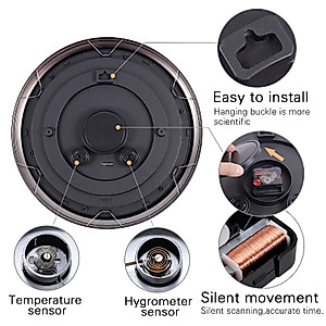 Vigorwise 16 inch Outdoor Wall Clock, Metal Waterproof Wall Clock with Temperature & Humidity, Large Non-Ticking Wall Clocks, Silent Wall Clock for Patio Garden Bathroom