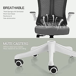 Eognyzie Home Office Desk Chairs with Ergonomic Adjustable Back Support, Mesh Computer Gaming Chair with Adjustable Ergonomic Lumbar Support for Home Office Work
