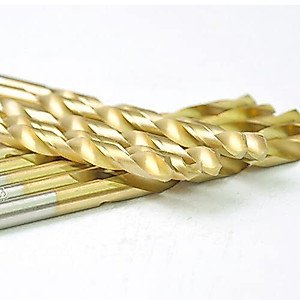 VALYRIANTOOL Titanium Drill Bit Set 5PCS 1/2" HSS Jobber Drill Bits, Premium 4341 High Speed Steel Drill Bits Set with 3/8" Reduced Shank for Drilling on Mild Steel, Copper, Aluminum (1/2"(5PCS))