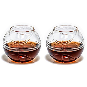 Basketball Whiskey Glass - Rocks Glass for Rum, Tequila, Scotch, Glasses- Whiskey Gifts - 10oz Cocktail, Lowball, Old Fashioned Glass (Set of 2) Unique Bar Decor & Bourbon Gifts by Prestige Decanters