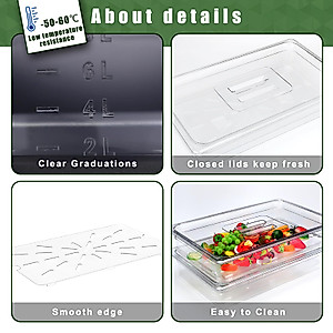 Zhehao 2 Pack Full Size PET Food Pans Set 4'' Deep Clear Hotel Pans with Lids and Food Pan Drain Shelf Food Storage Containers for Kitchen Fruit Vegetable Restaurant Supplies, 20.87 x 12.8 Inches