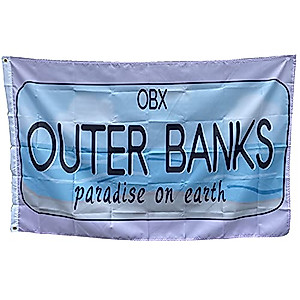 OBX Outer Banks Flag, Bright Colors Polyester Paradise On Earth Decoration Flags for Room & Outside 3x5 Feet