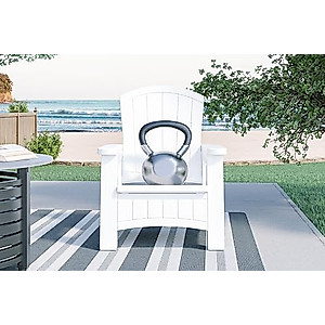 Suncast UV-Resistant Stylish Adirondack Outdoor Backyard Patio Chair with in-Seat Storage, White