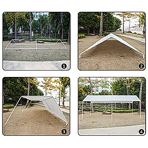 VINGLI 10X20 Upgraded Carport Canopy Tent for Car Heavy Duty, Waterproof Panels Garage Vehicle Sunshine Boat Shelter, Outdoor Car Port Party Tent Garden, White