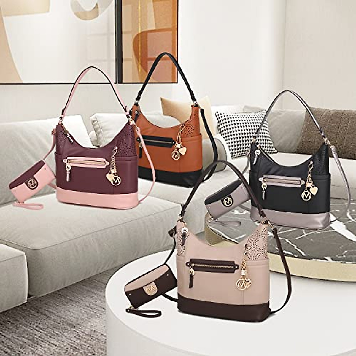 MKF Collection Shoulder Bag for Women, Wristlet Wallet Purse Top-Handle Hobo Bag