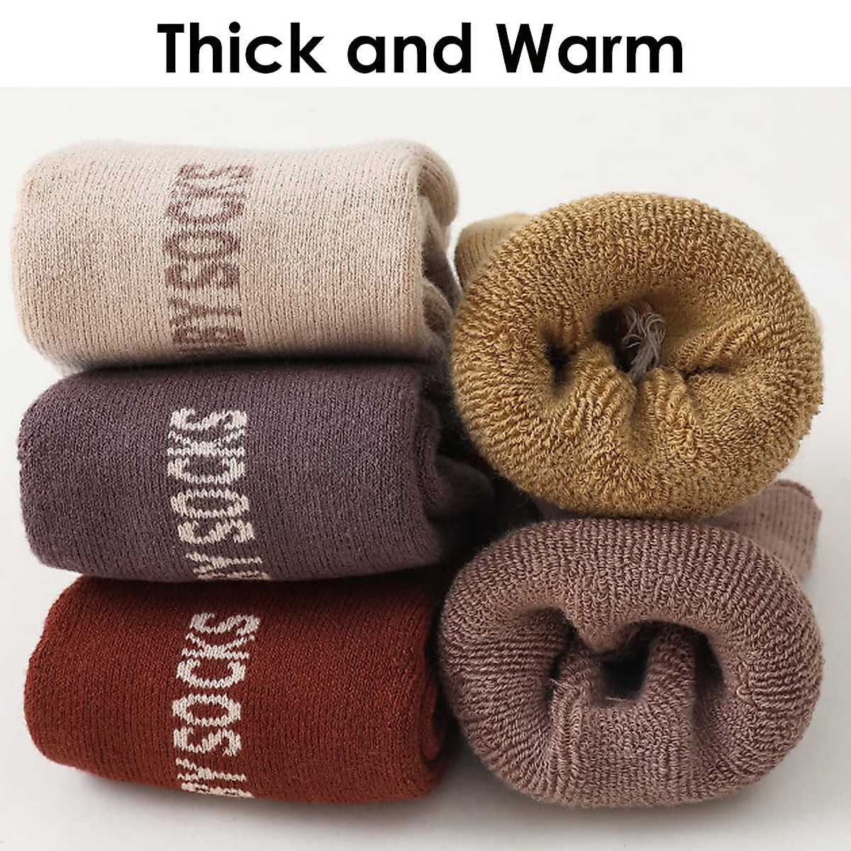 Exegawe Baby Non Slip Socks Winter - 5 Pairs Toddler Kids Thick Warm Crew Socks with Grips for Girls Boys Non Skid Socks(F1-5 Colors,M/1-3 Years)