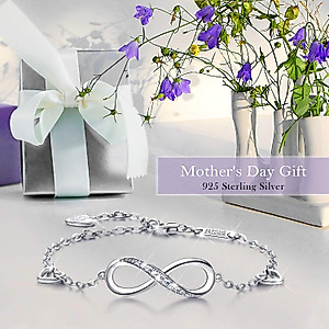 Billie Bijoux Womens 925 Sterling Silver Infinity Endless Love Symbol Charm Adjustable Bracelet for Women