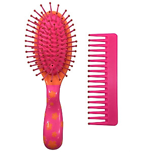Scunci 2-Piece Girl Set Cushion Brush and Comb in Assorted Colors (1-Pack)