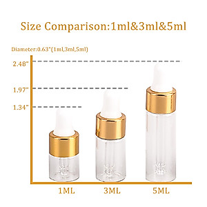 Easeen 50 Pcs Sample Dropper Bottles, 1ml Clear Mini Dropper Bottles with 2 Pcs Plastic Droppers for Traveling Essential Oils DIY Cosmetic Liquid Sample Perfume
