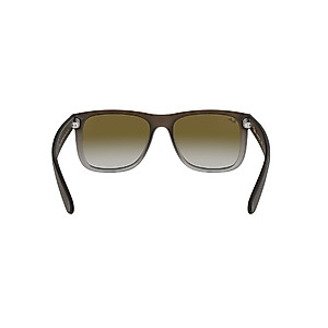Ray-Ban RB4165 Justin Rectangular Sunglasses, Rubber Brown On Grey/Light Grey Gradient Green, 55 mm